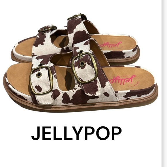 Jellypop | Shoes | New Authentic Jellypop Cow Print Sandals Sz 75 ...